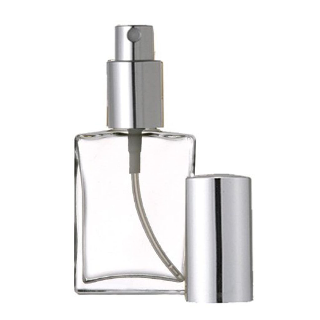 30ml Square Flat Empty Glass Perfume Bottle with Silver Fine Mist Spray ...