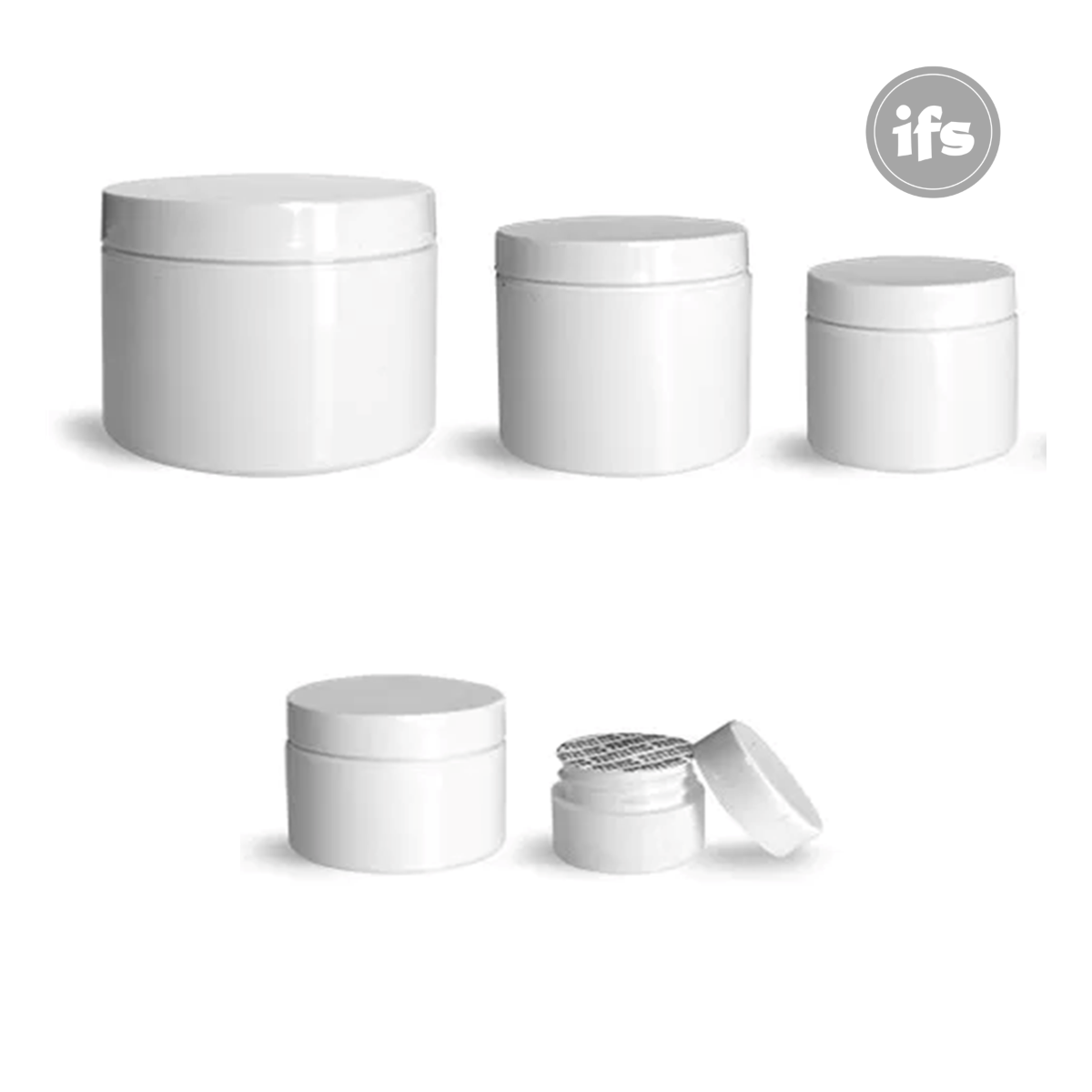 Plastic Jars, White Polypropylene Double Wall Straight Sided Jars w ...